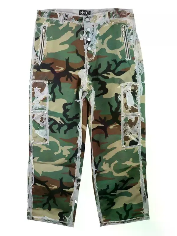 THUG CLUB Camouflage-print Trousers - Green