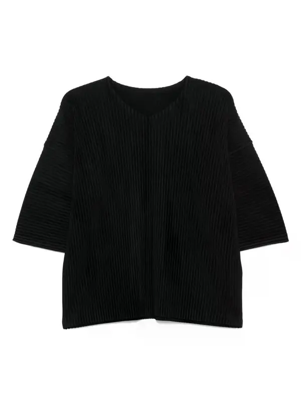 Issey Miyake Pleated V-neck T-shirt