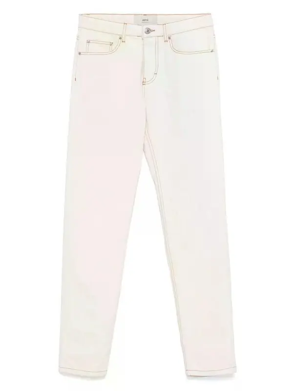 AMI Paris Logo-patch Jeans - Neutrals