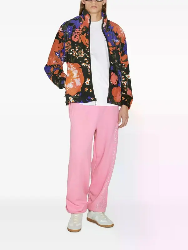 AWAKE NY Floral-print Fleece Jacket - Orange