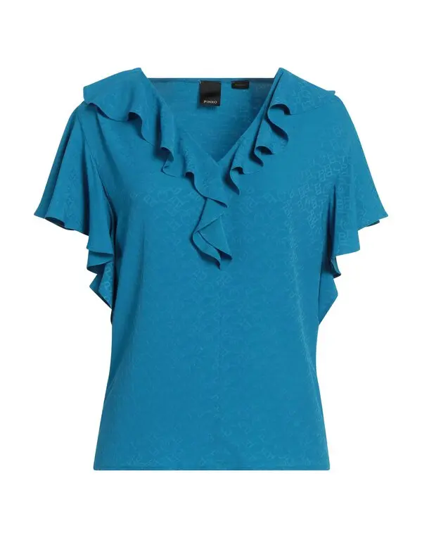 Pinko V-neck Ruffled Short Sleeve Top