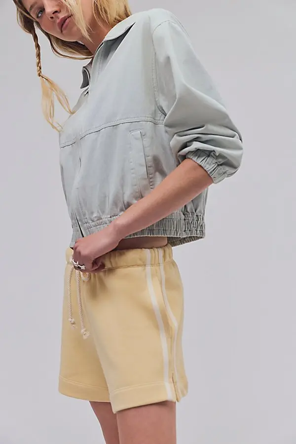 Donni. The Stripe Eco-terry Shorts - Butter