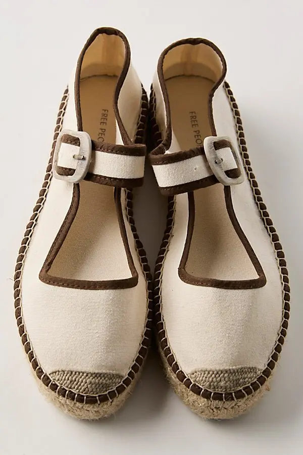 Free People Surfside 2.0 Mary Jane Espadrilles - Chocolate/ecru Combo