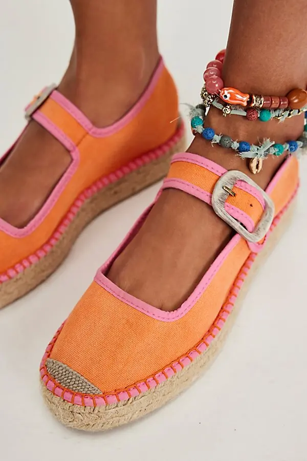 Free People Surfside 2.0 Mary Jane Espadrilles - Orange Crush