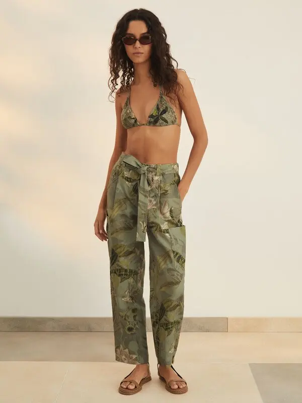 NEW YORK BOTANICAL GARDENS Thia Nybg Floral Triangle Bikini Top - Khaki