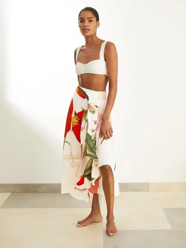 NEW YORK BOTANICAL GARDENS Floral Print Midi Skirt - Ivory