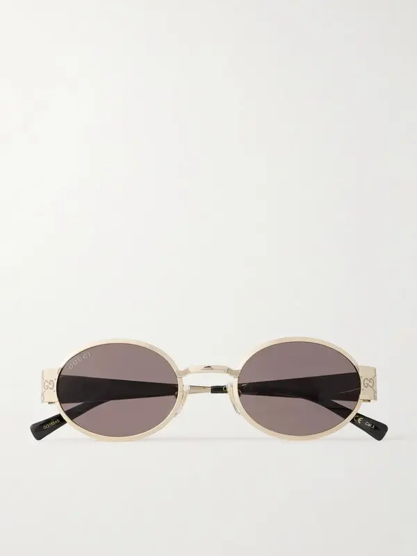 Gucci Oval-frame -tone Sunglasses - Gold