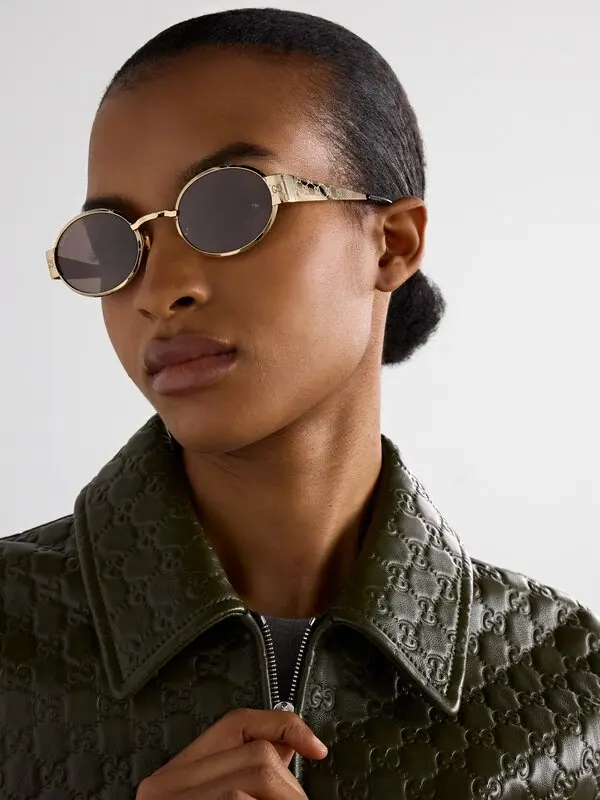 Gucci Oval-frame -tone Sunglasses
