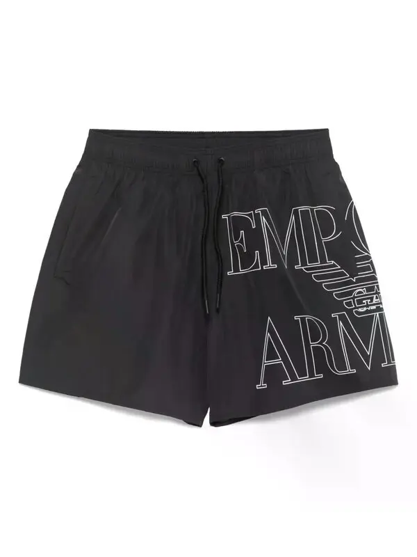 Emporio Armani Logo-print Swim Shorts - Black