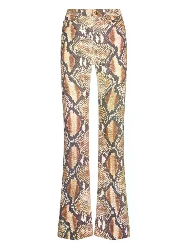 Roberto Cavalli Snakeskin-print Trousers - Neutrals