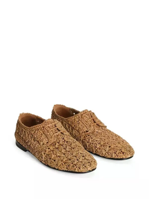 Dolce & Gabbana Woven Raffia Derby Shoes - Brown