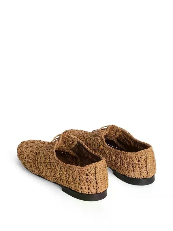 Dolce & Gabbana Woven Raffia Derby Shoes - Brown