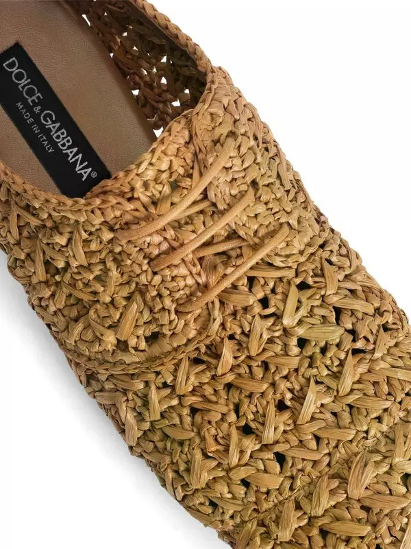 Dolce & Gabbana Woven Raffia Derby Shoes - Brown