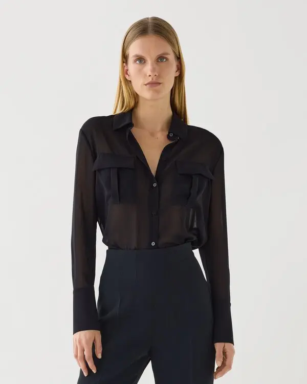 Veronica De Piante Jamie Shirt In Wool Voile - Black
