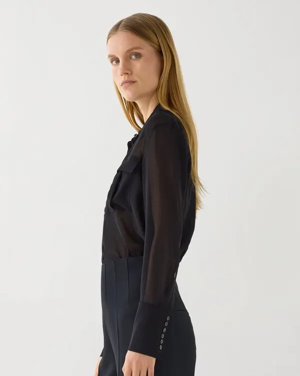 Veronica De Piante Jamie Shirt In Wool Voile - Black