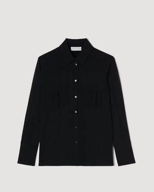 Veronica De Piante Jamie Shirt In Wool Voile - Black