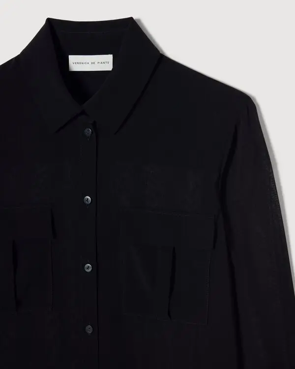Veronica De Piante Jamie Shirt In Wool Voile - Black