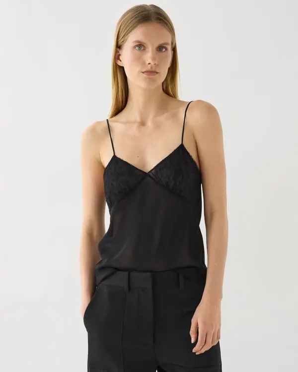 Veronica De Piante Martina Camisole In Wool & Lace - Black