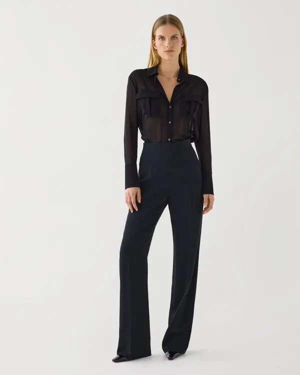 Veronica De Piante Naya Trouser In Stretch Viscose Crepe - Black
