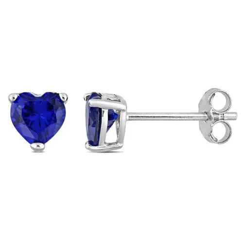 JULIANNA B. Heart Shaped Stud Earrings - Blue Cz