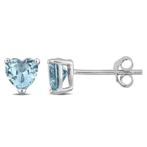 JULIANNA B. Heart Shaped Stud Earrings - Light Blue Cz