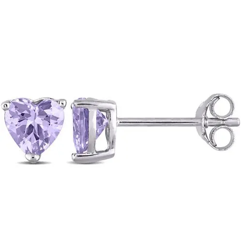 JULIANNA B. Heart Shaped Stud Earrings - Light Purple Cz