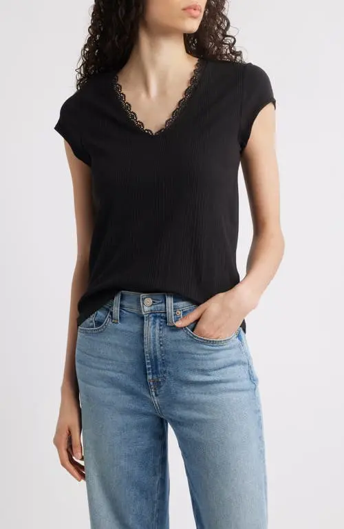 Wit & Wisdom Variegated Rib Knit Top - Black