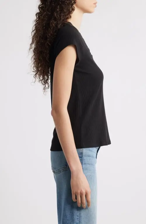 Wit & Wisdom Variegated Rib Knit Top - Black