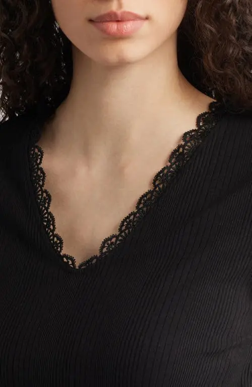 Wit & Wisdom Variegated Rib Knit Top - Black