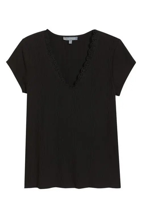 Wit & Wisdom Variegated Rib Knit Top - Black
