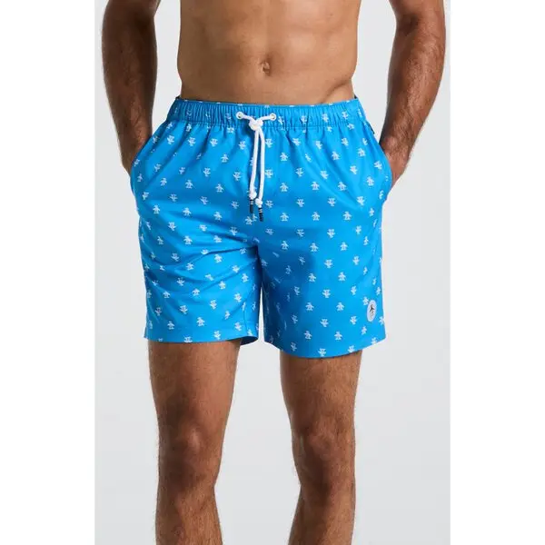 ORIGINAL PENGUIN 7-inch Volley Swim Trunks - Ibiza Blue