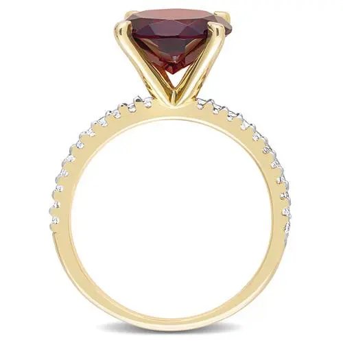 JULIANNA B. Gemstone Solitaire Plated Ring - Garnet/yellow-plated