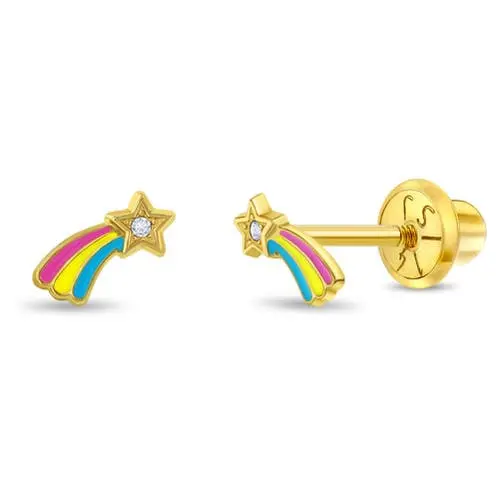 IN SEASON JEWELRY 14k Shooting Star Enamel Earrings - Gold