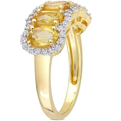 JULIANNA B. Gemstone Semi-eternity Ring - Citrine/yellow-plated