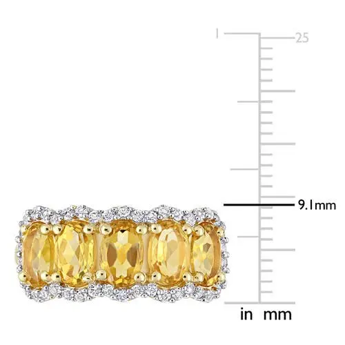 JULIANNA B. Gemstone Semi-eternity Ring - Citrine/yellow-plated