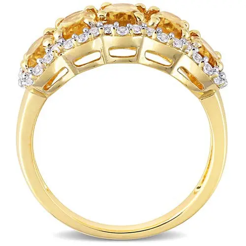 JULIANNA B. Gemstone Semi-eternity Ring - Citrine/yellow-plated