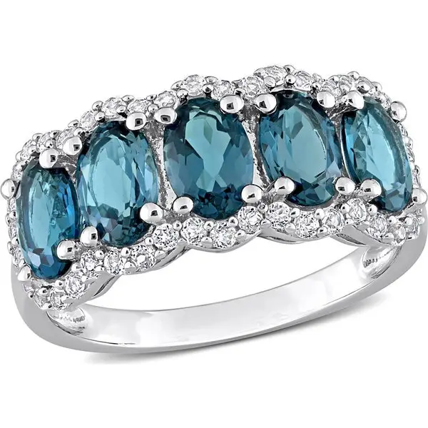 JULIANNA B. Gemstone Semi-eternity Ring - London Blue Topaz