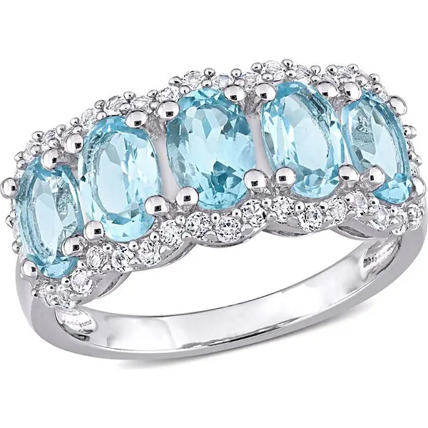 JULIANNA B. Gemstone Semi-eternity Ring - Sky Blue Topaz