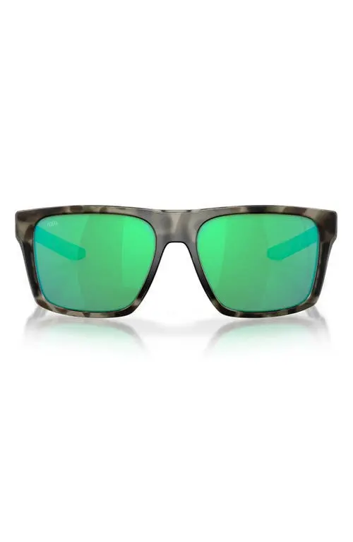 COSTA DEL MAR 57mm Polarized Square Sunglasses - Wetlands/green Mirror 580g