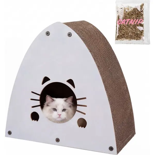THE LICKER STORE Koko Cardboard Triangle Cat Cave Scratcher With Catnip - Gray