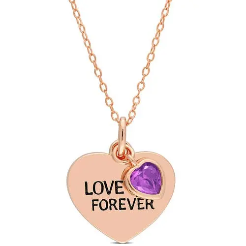 JULIANNA B. Love You Forever Heart Pendant Necklace - Amethyst/rose-plated