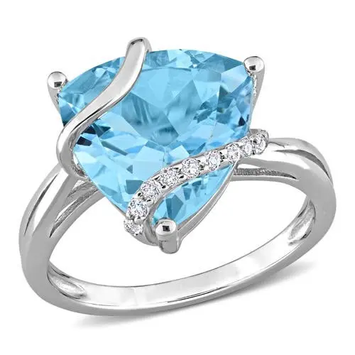 JULIANNA B. Gemstone And White Topaz Trilliant Ring - Blue Topaz