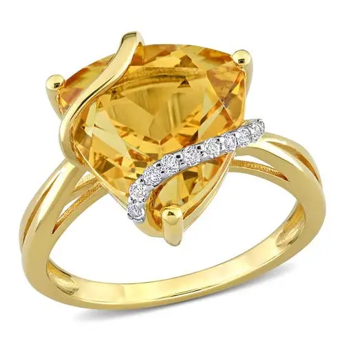 JULIANNA B. Gemstone And White Topaz Trilliant Ring - Citrine/yellow-plated
