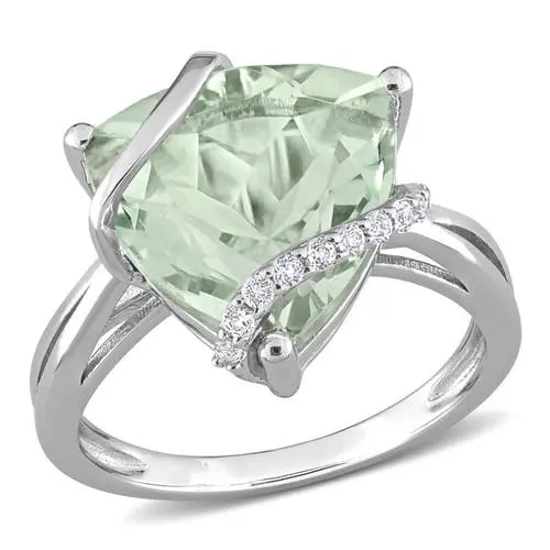 JULIANNA B. Gemstone And White Topaz Trilliant Ring - Green Quartz