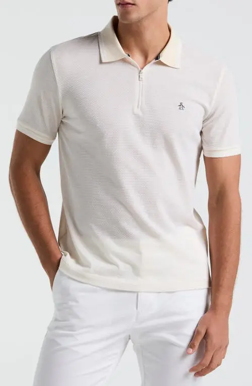 ORIGINAL PENGUIN Cotton Blend Jacquard Zip Polo - Birch