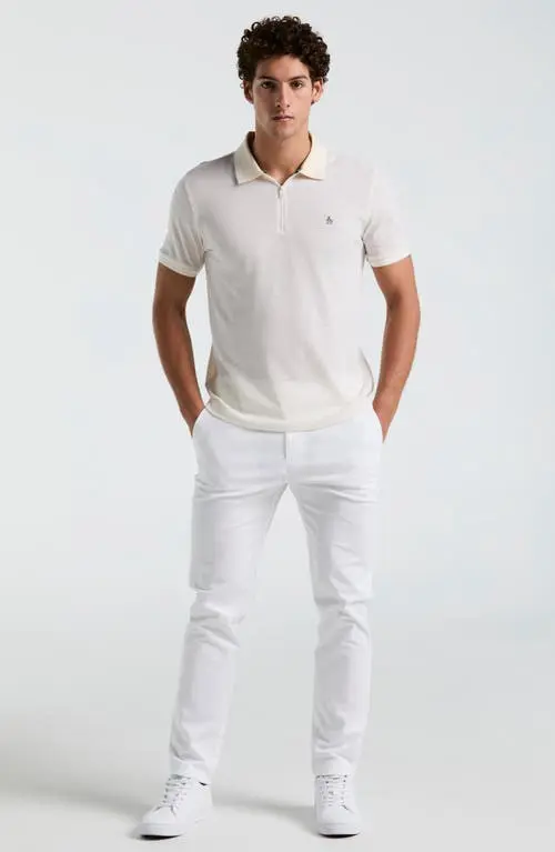 ORIGINAL PENGUIN Cotton Blend Jacquard Zip Polo - Birch