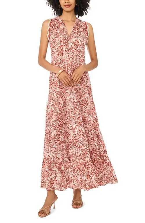 Vince Camuto Tie Neck Tiered Maxi Dress - Rust 242