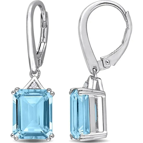 JULIANNA B. Gemstone Octagon Drop Earrings - Blue Topaz