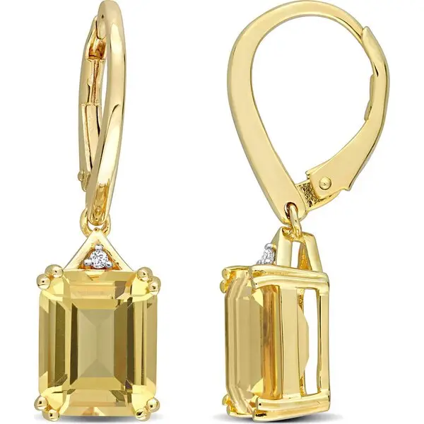 JULIANNA B. Gemstone Octagon Drop Earrings - Citrine/yellow-plated
