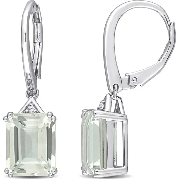 JULIANNA B. Gemstone Octagon Drop Earrings - Green Quartz